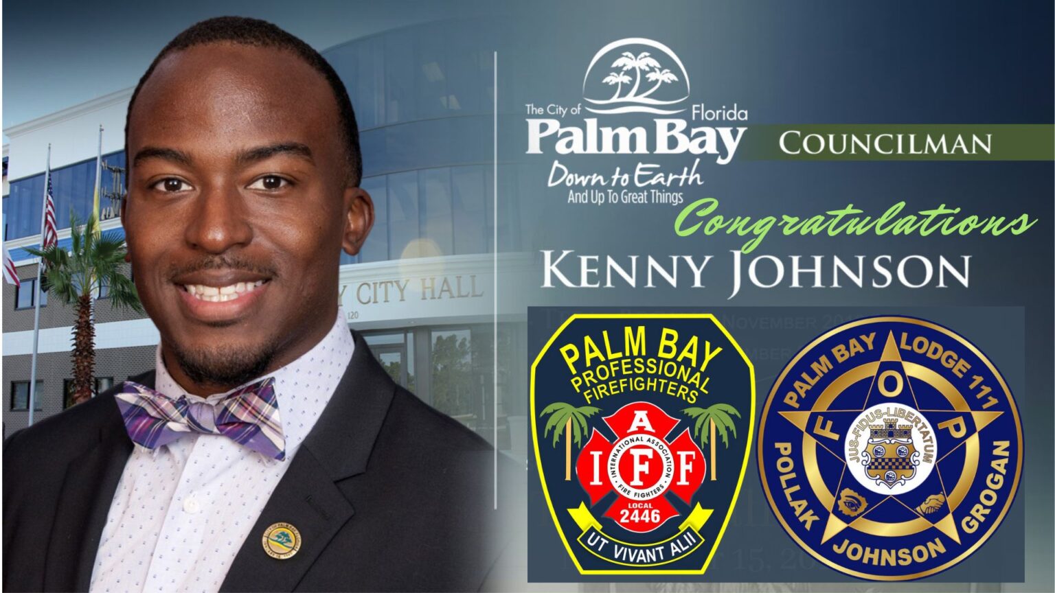 Deputy Mayor Kenny Johnson lands the endorsement of both Police and Firefighters of Palm Bay ...