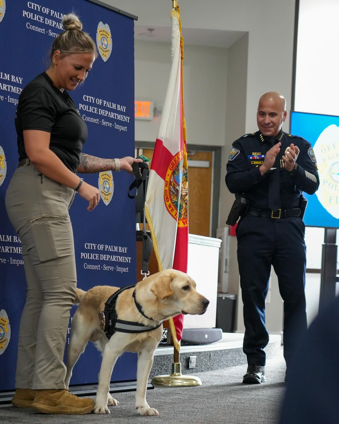 Palm Bay Police Chief Augello swears in first ever Therapy K9, Toby ...