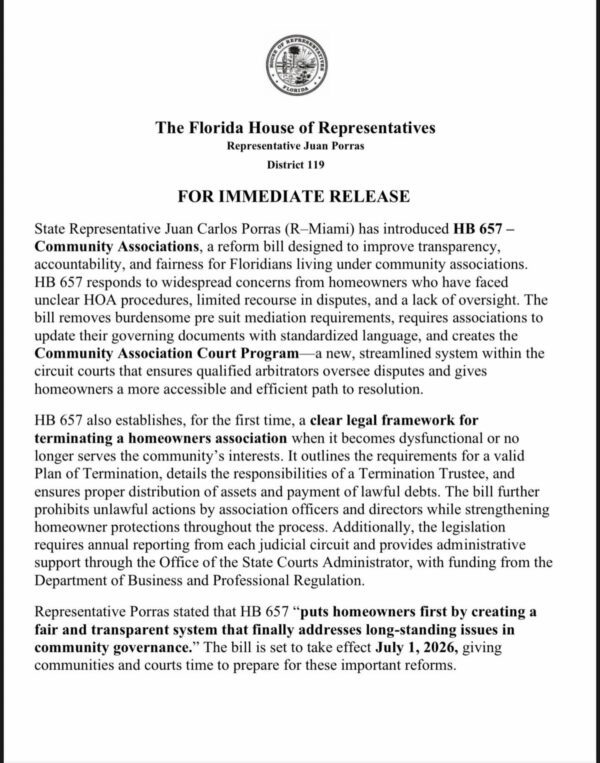 New Florida Bill Would Overhaul HOA System and Allow Homeowners to ...